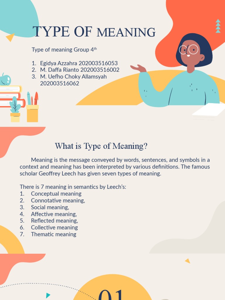 Semantics Type of Meaning - Group 4th | PDF | Affect (Psychology) | Word
