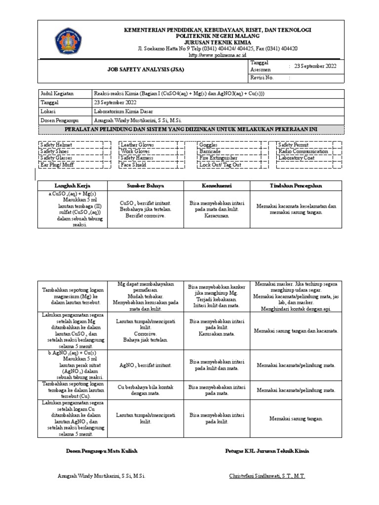 Form JSA Bagian 1 | PDF