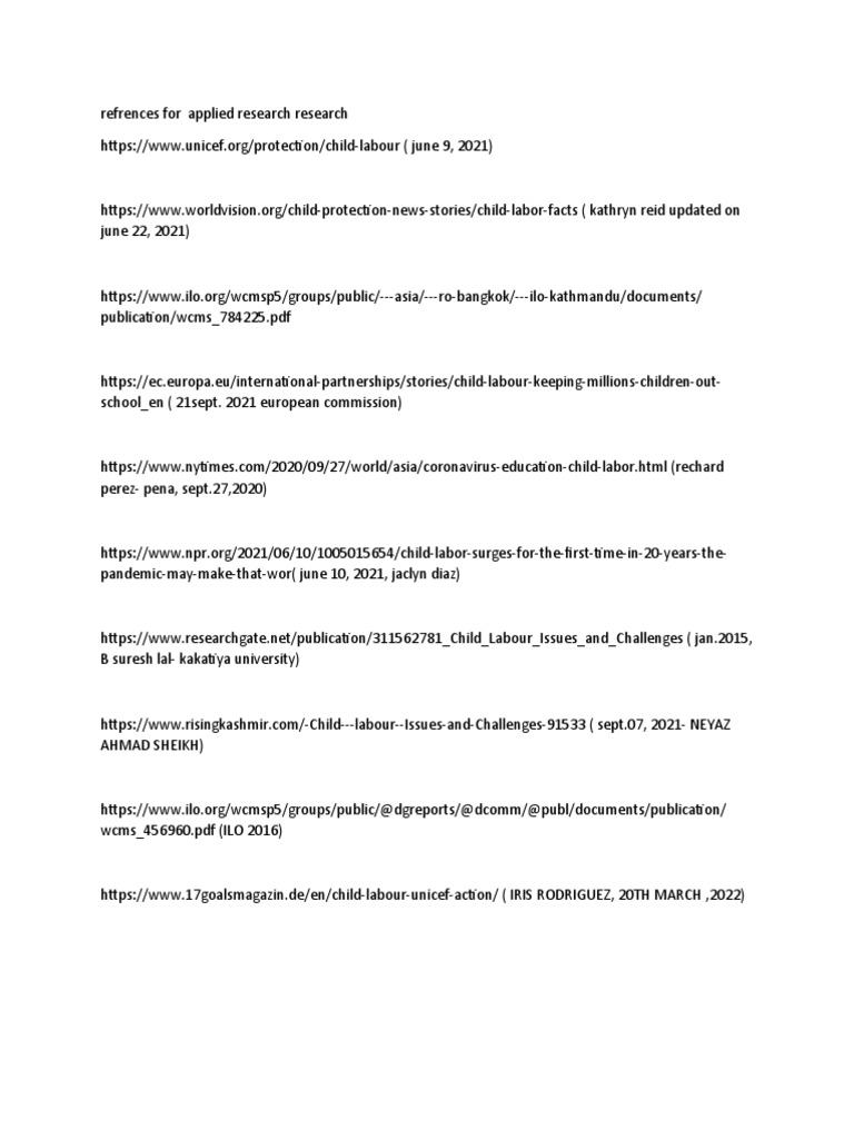 refrences for applied research research | PDF