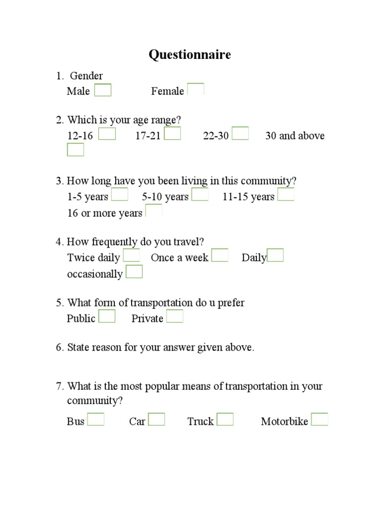 Maths Questionnaire | PDF