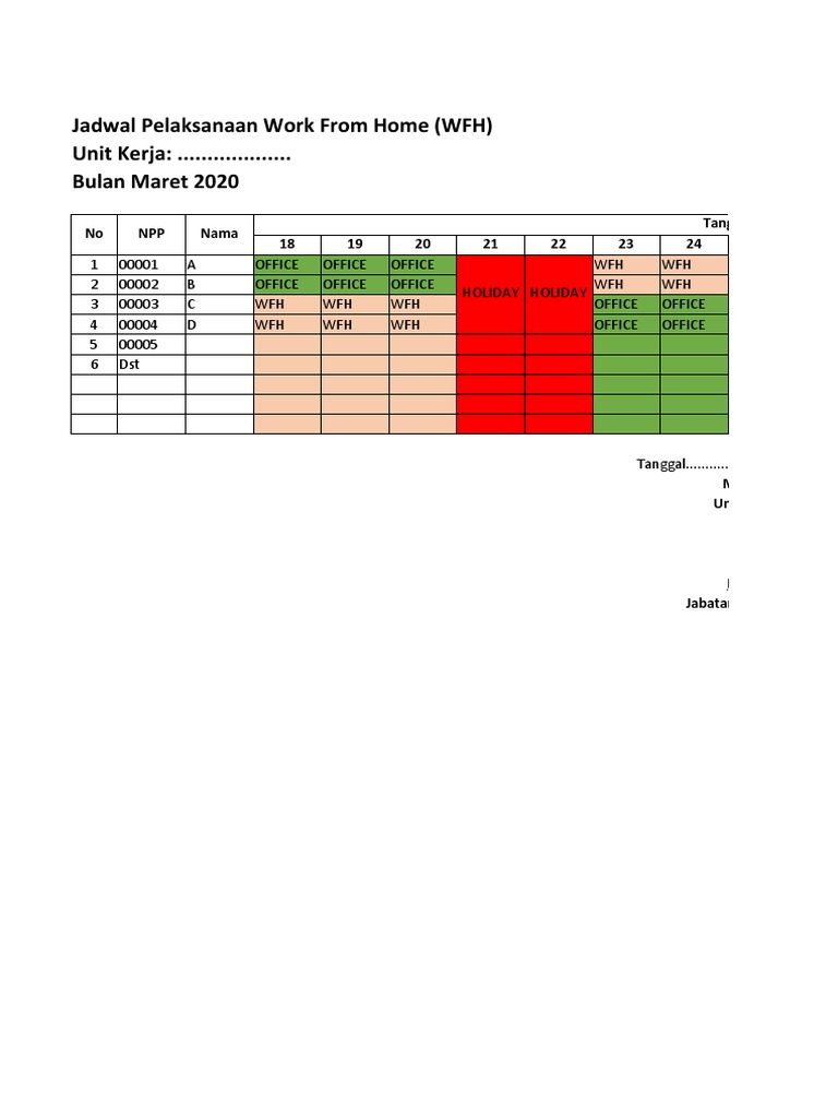 Lampiran Petunjuk Teknis Pelaksanaan WFH | PDF