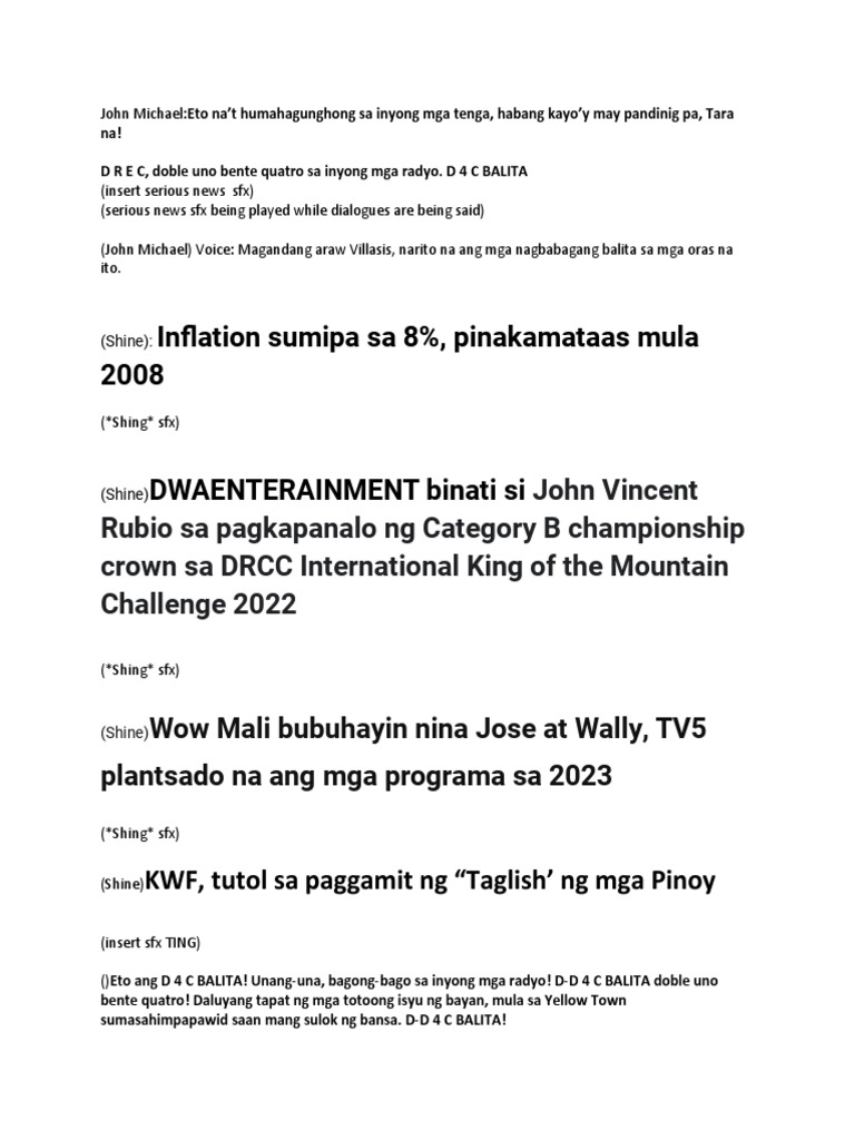 Radio Broadcasting Script | PDF