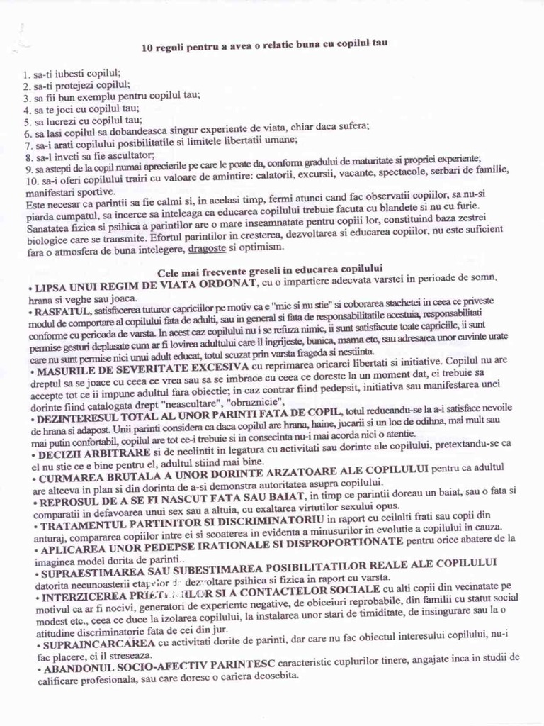 10 Reguli in Relatia Cu Copilul | PDF