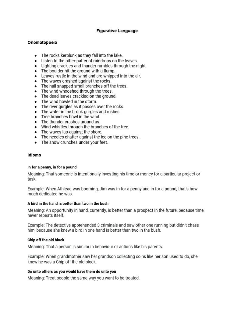Figurative Language Printout To Be Taken | PDF