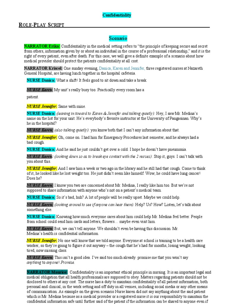 Confidentiality Script | PDF | Nursing | Confidentiality
