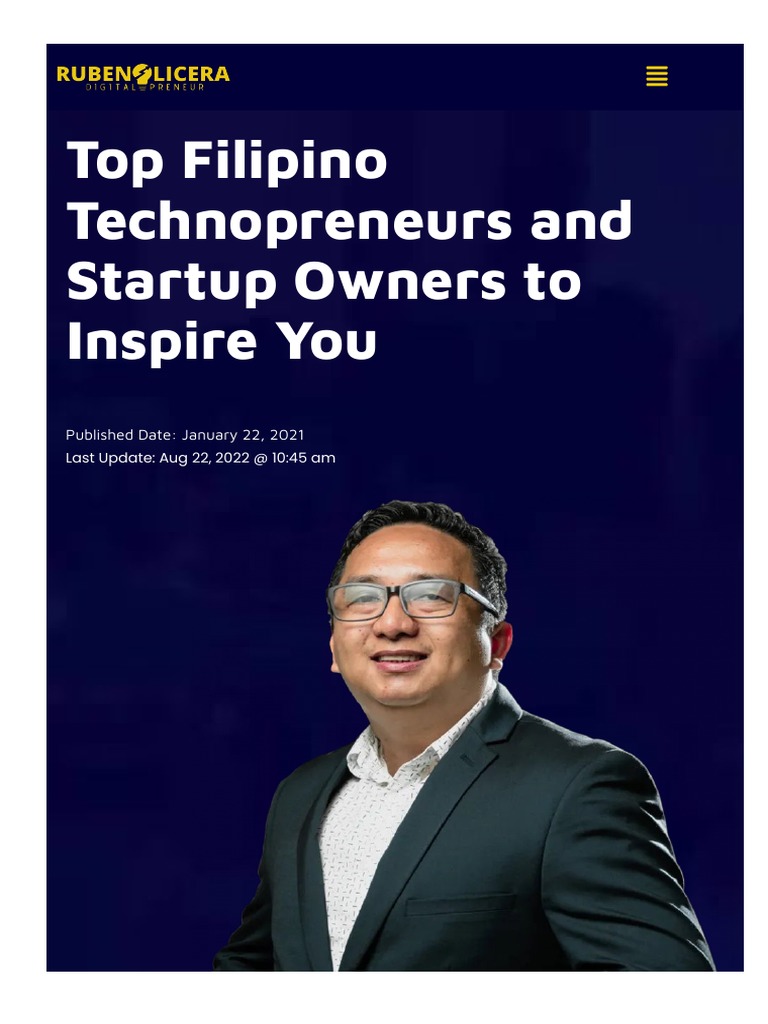 Rubenlicera Com 7272 Top Filipino Technopreneurs | PDF ...