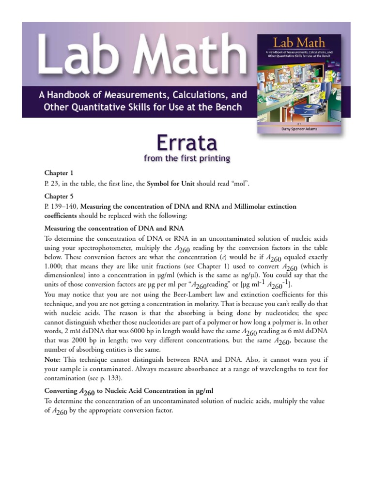 Lab Math | PDF | Nucleotides | Nucleic Acids