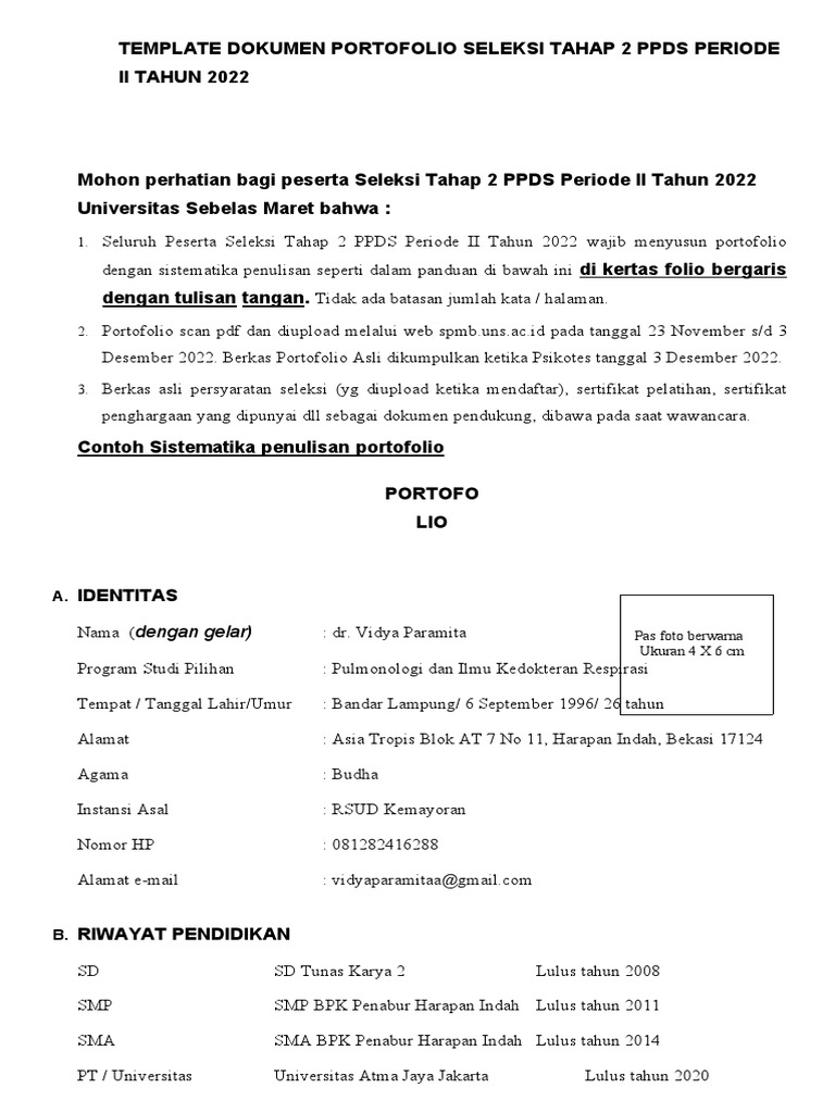 Template Dokumen Portofolio Ppds | PDF