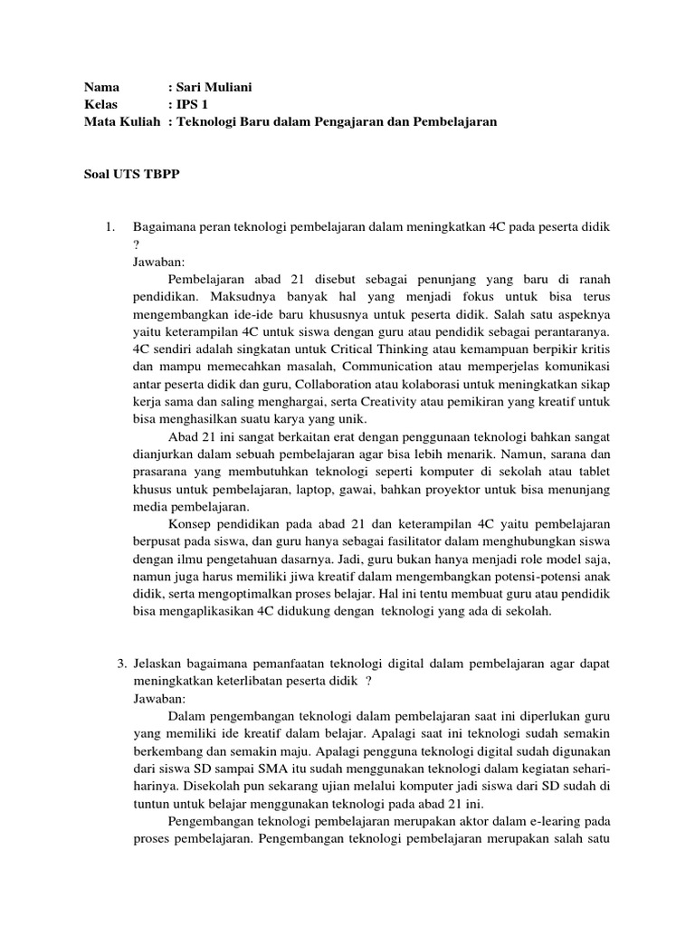 Uts Sari Muliani TBPP | PDF | Karier & Perkembangan