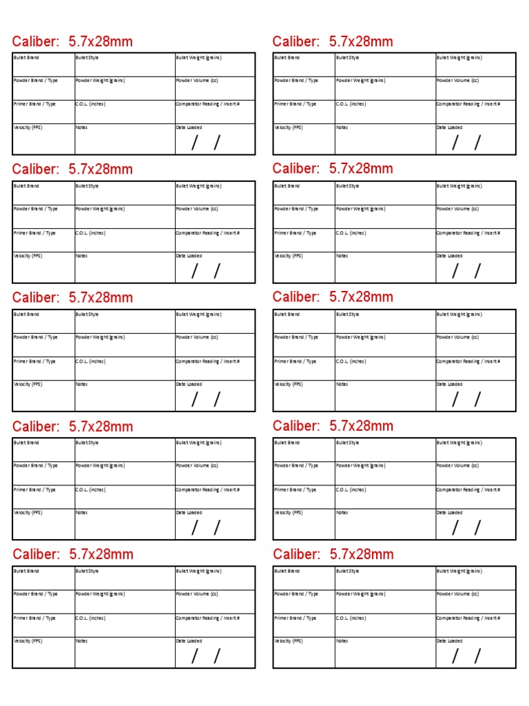 5.7x28mm Ammo Box Labels | PDF | Bullet | Caliber