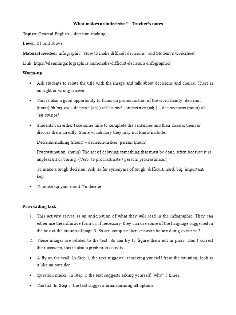 Understanding Indecision in Decision-Making | PDF | Decision Making ...