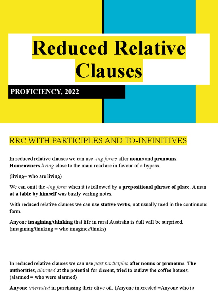Reduced Relative Clauses | PDF | Verb | Linguistics