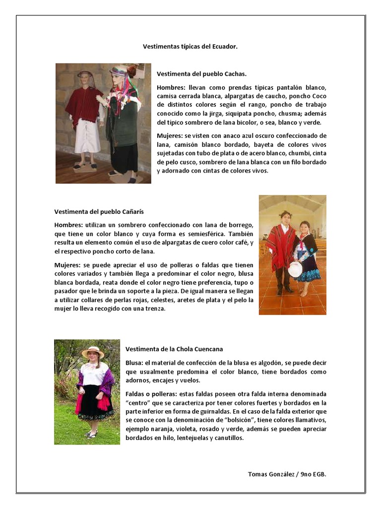 Vestimentas Típicas de Ecuador | PDF | Ropa | Softlines (venta minorista)