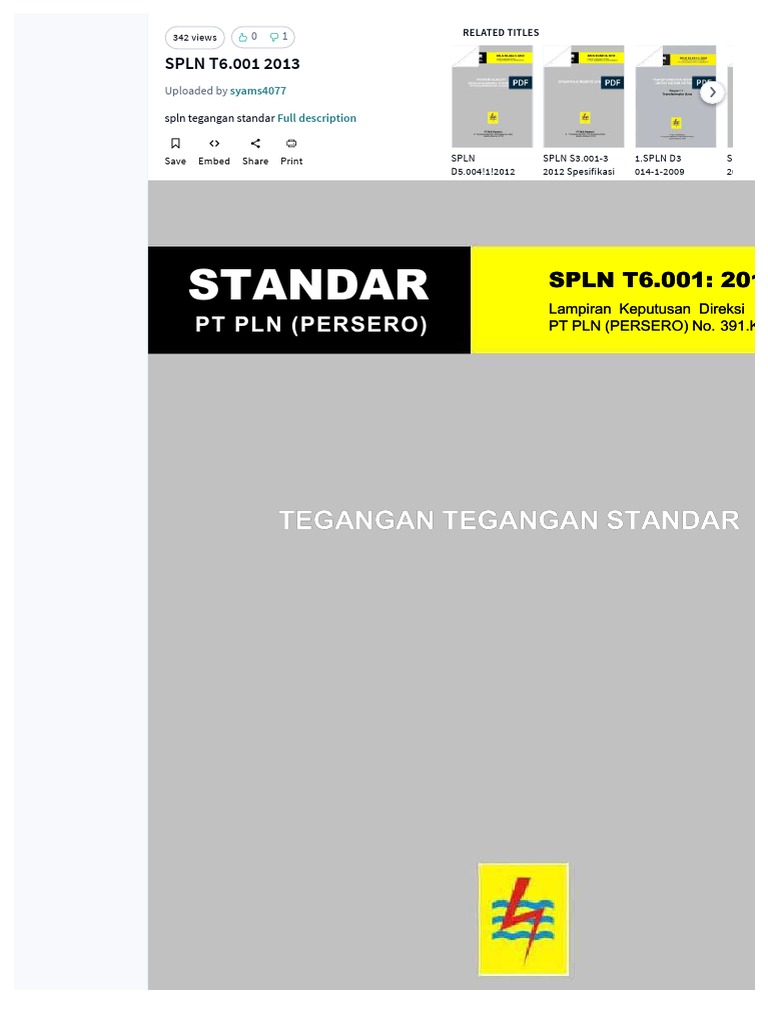 Spln T6 001 Tegangan Standar 2013 Pdf