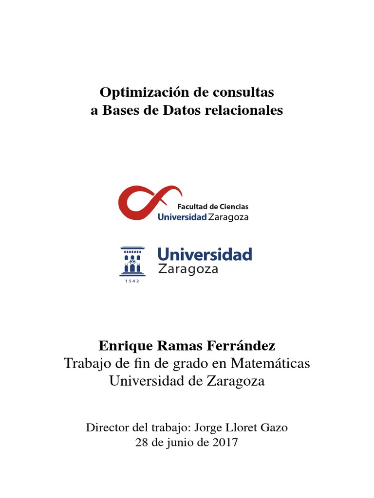 Optimización de Consultas en Bases de Datos Relacionales | PDF | Sql | Relational Database