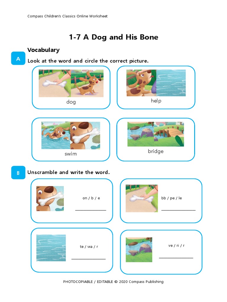 1-7 - A Dog and His Bone - Reading Oceans - Worksheet | PDF