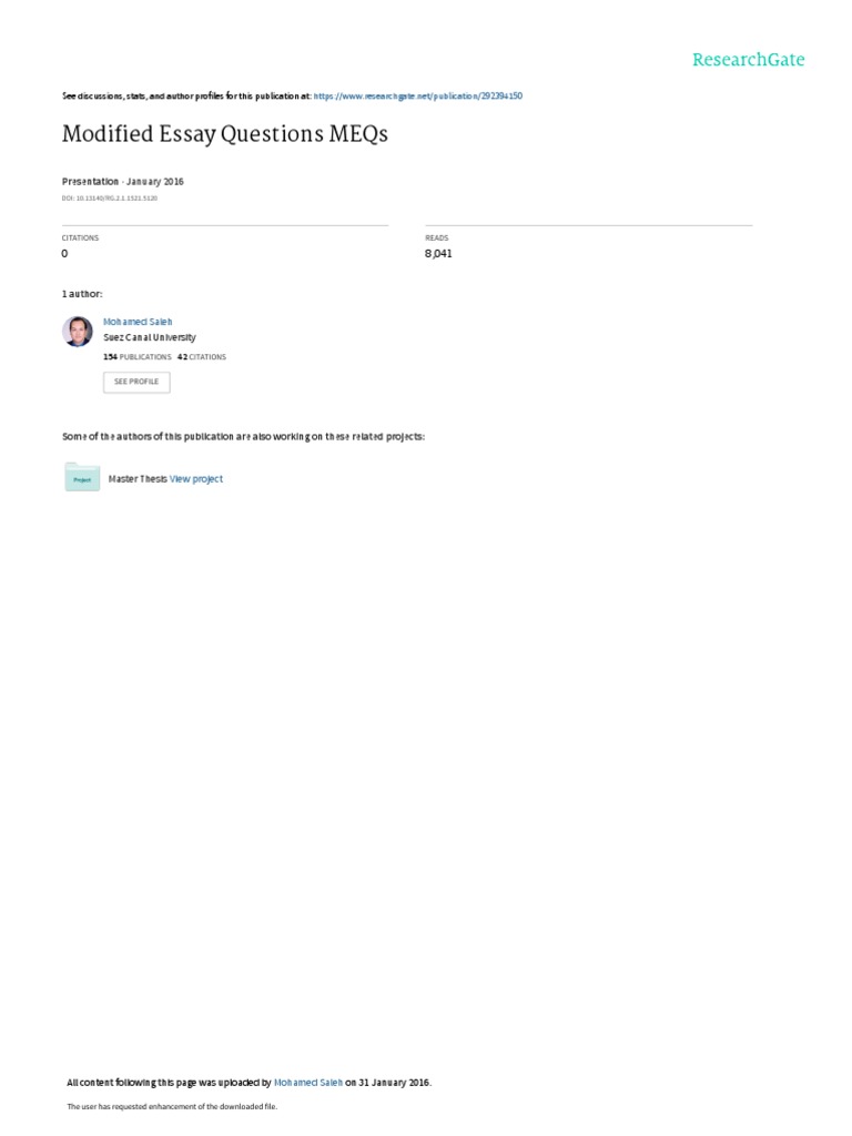 Modified Essay Questions | PDF | Hypertension | Myocardial Infarction