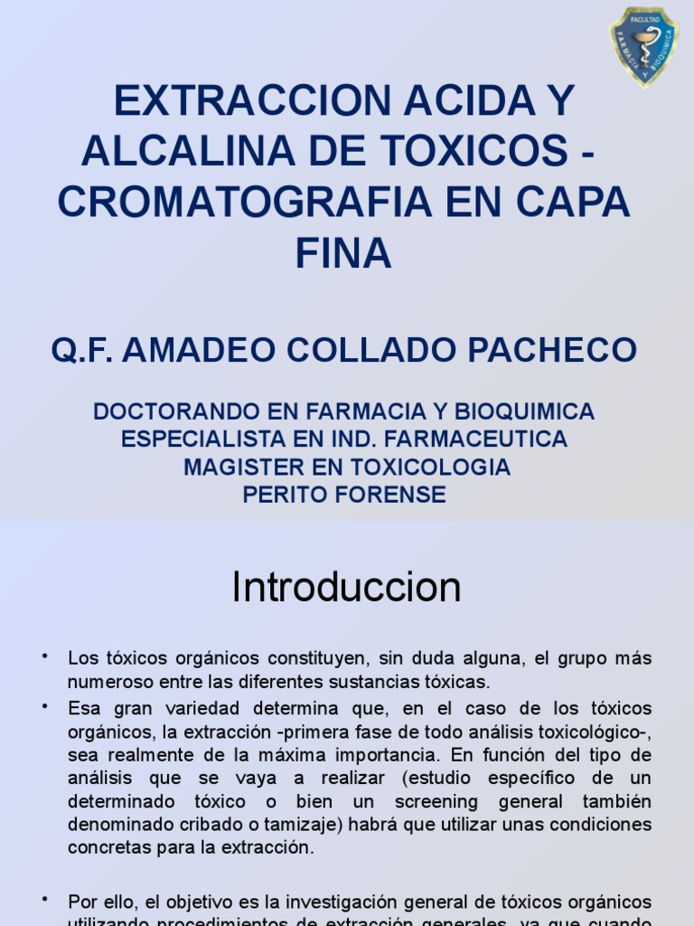 Extracción de Tóxicos y Cromatografía CCF | PDF | Adsorción | Cromatografía