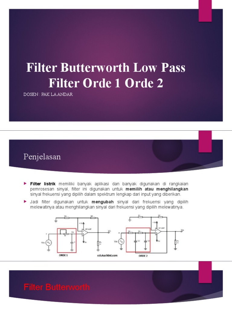 Filter Butterworth Low Pass Filter Orde 1 Orde | PDF