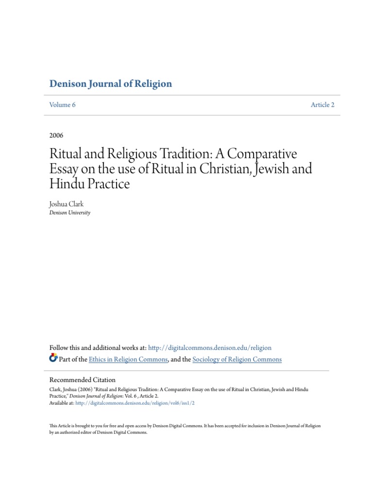 Ritual and Religious Tradition - A Comparative Essay On The Use of | PDF