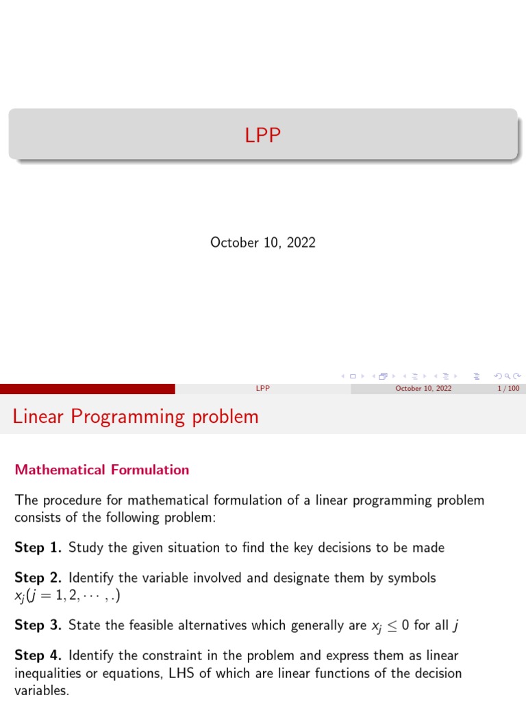 Lpp Graphical And Simplex Method Guide Pdf Mathematical Optimization Linear Programming 