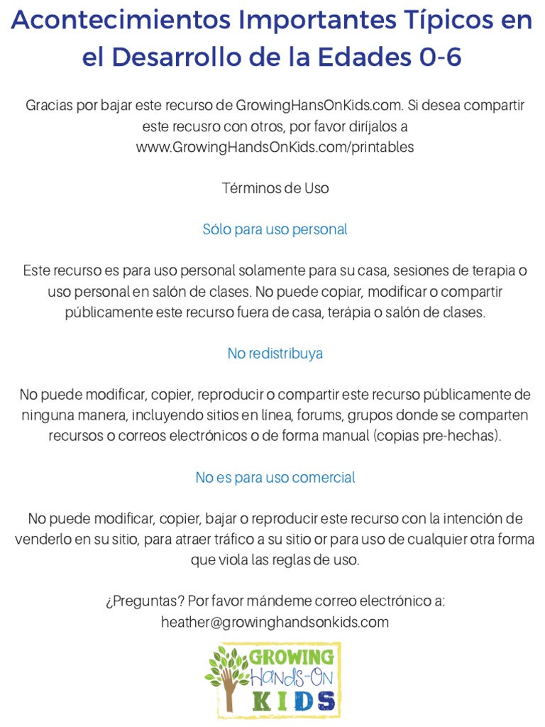 Secuencias Típicas de Desarrollo de Destreza Motriz Fina para Edades 0 6 | PDF | Hogar ...