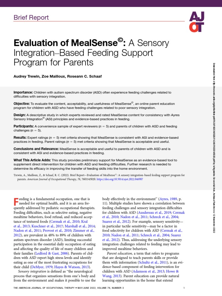 Evaluation of MealSense A Sensory Integration-Based Feeding Support ...