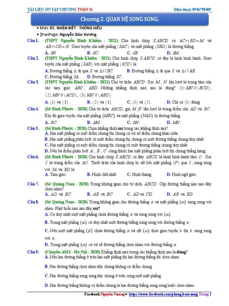 602 Câu Hỏi Trắc Nghiệm QHSS - Mức 1-2 | PDF