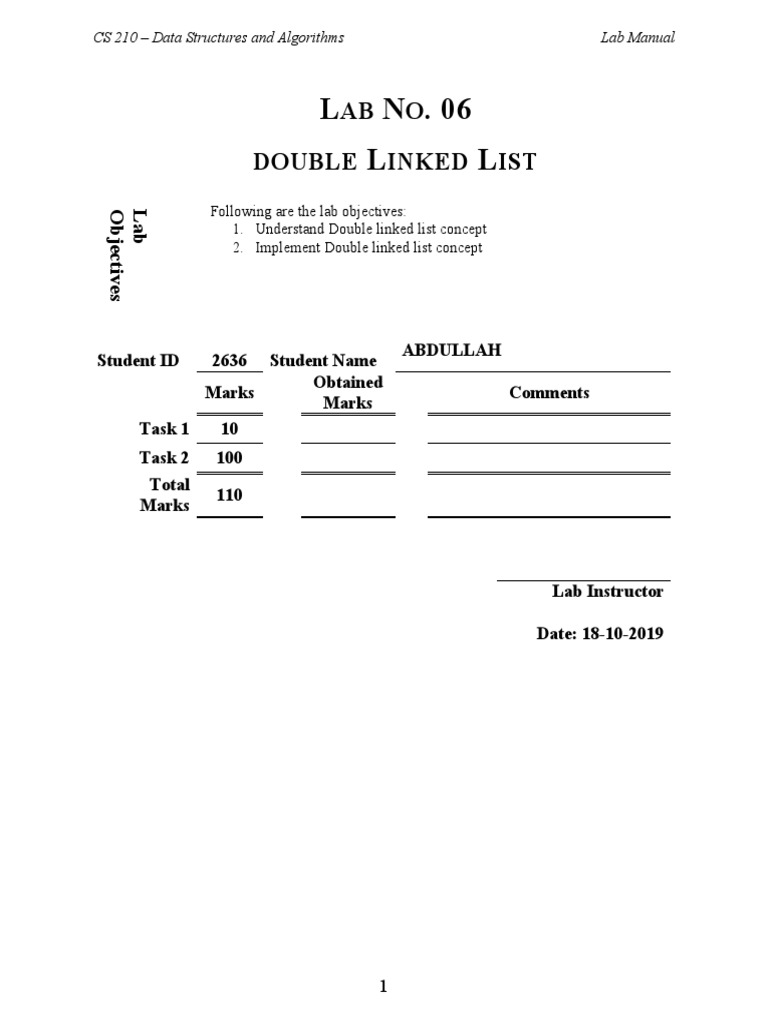 Cs210 Dsa Lab 06 Pdf Pointer Computer Programming Software Development 