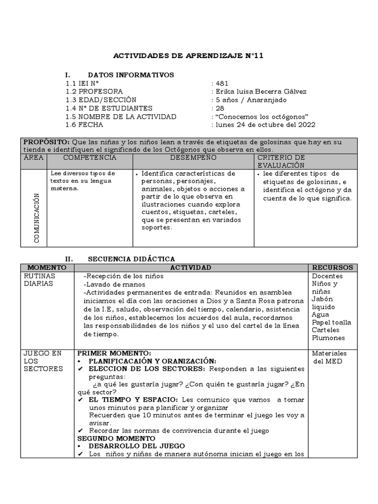5 Ultimas Actv Erika | PDF | Evaluación | Aprendizaje