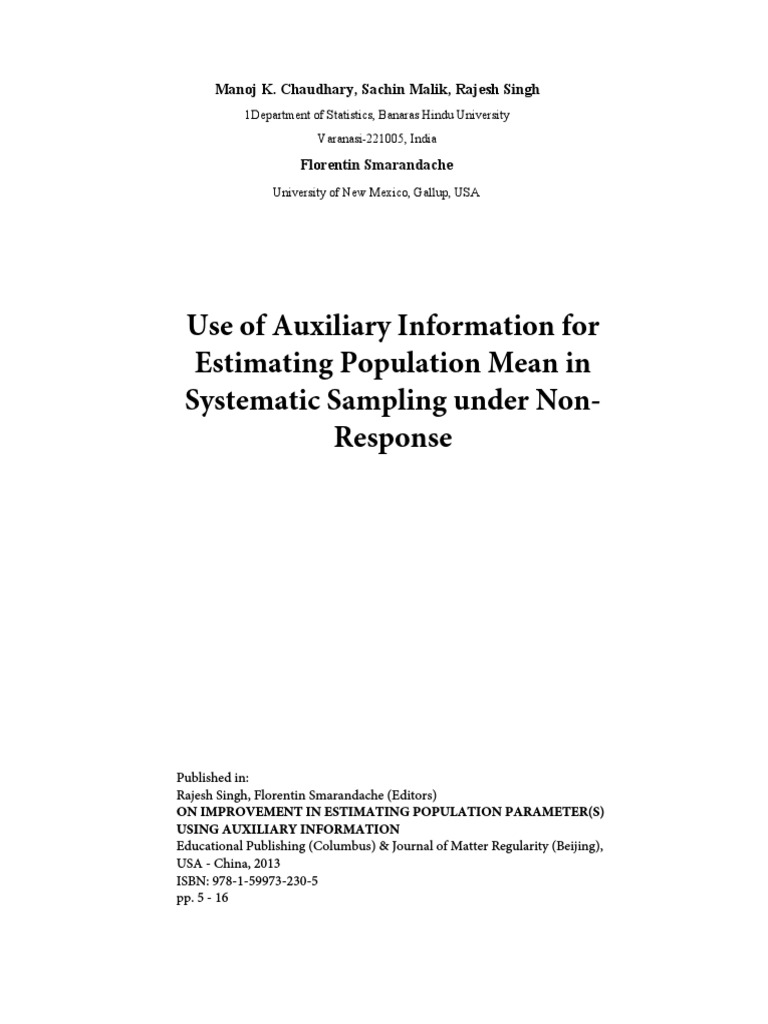 Use Of Auxiliary Information For Estimating Population Mean In