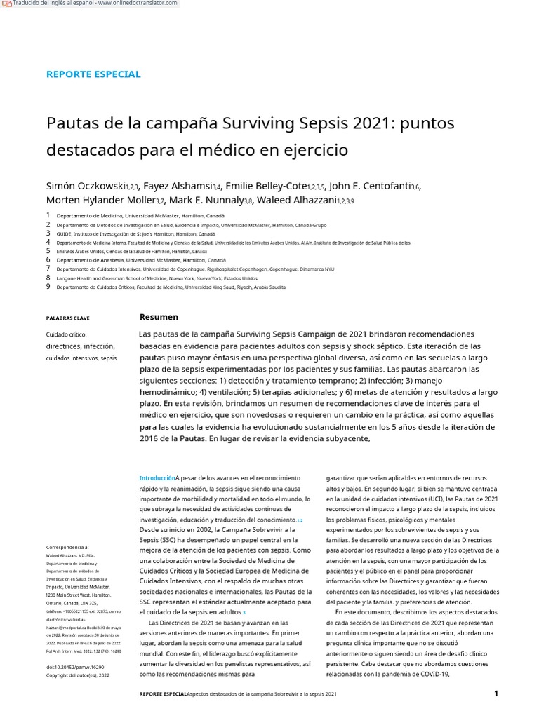 Surviving Sepsis Campaign Guidelines 2021 Highlights For The Practicing ...