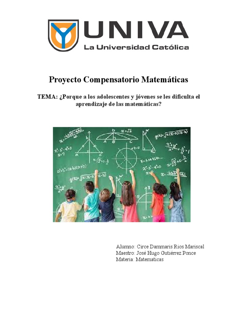 Proyecto Matemáticas | PDF | Aprendizaje | Método de enseñanza