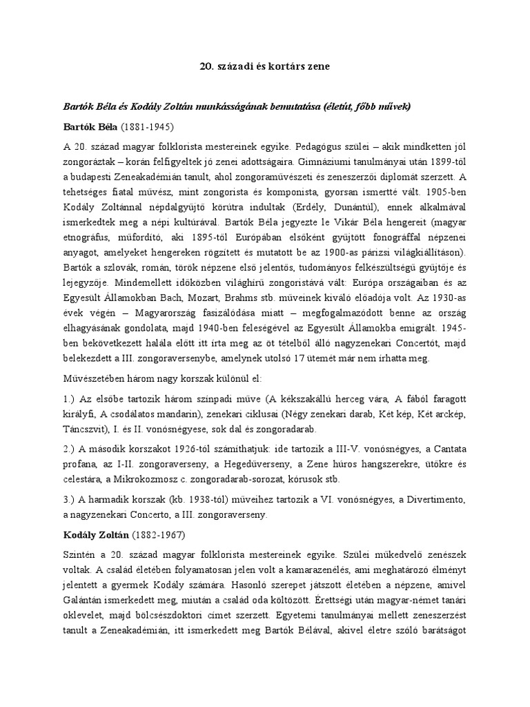 Századi És Kortárs Zene | PDF