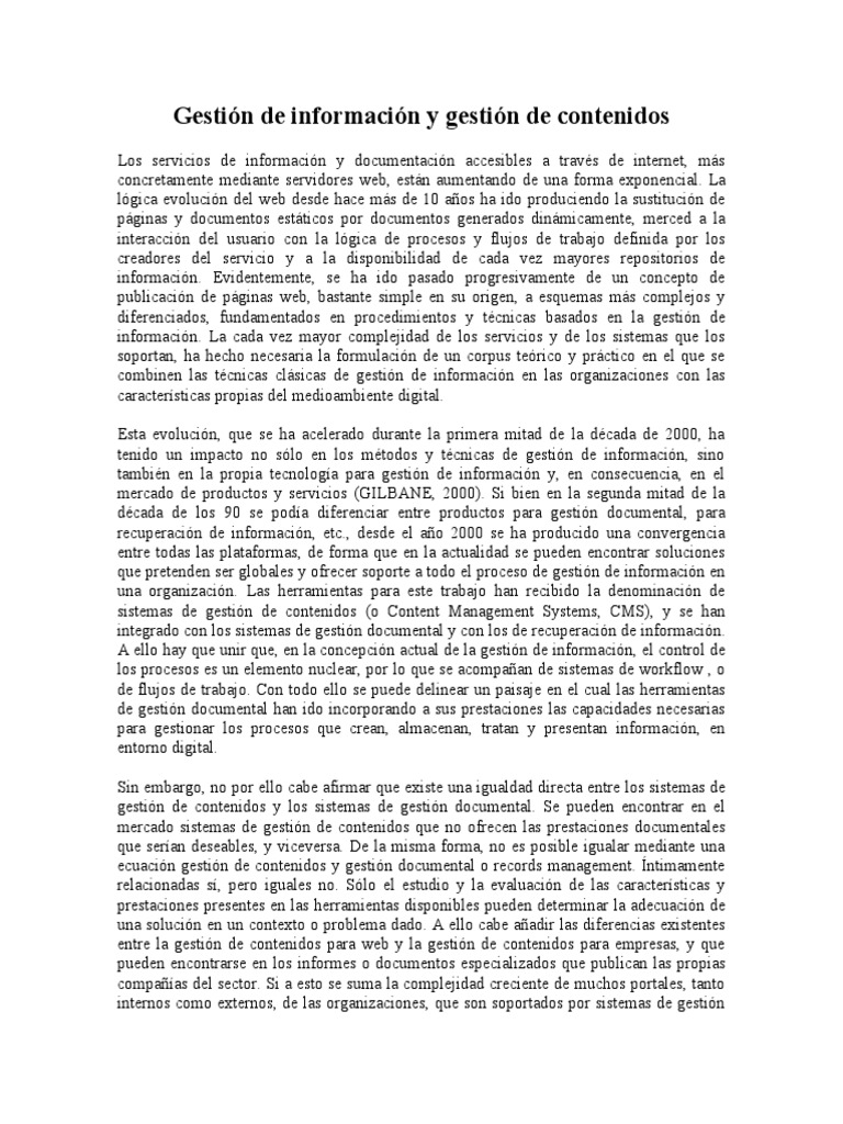 Gestion de La Informacion | PDF Gestion de La Informacion | PDF