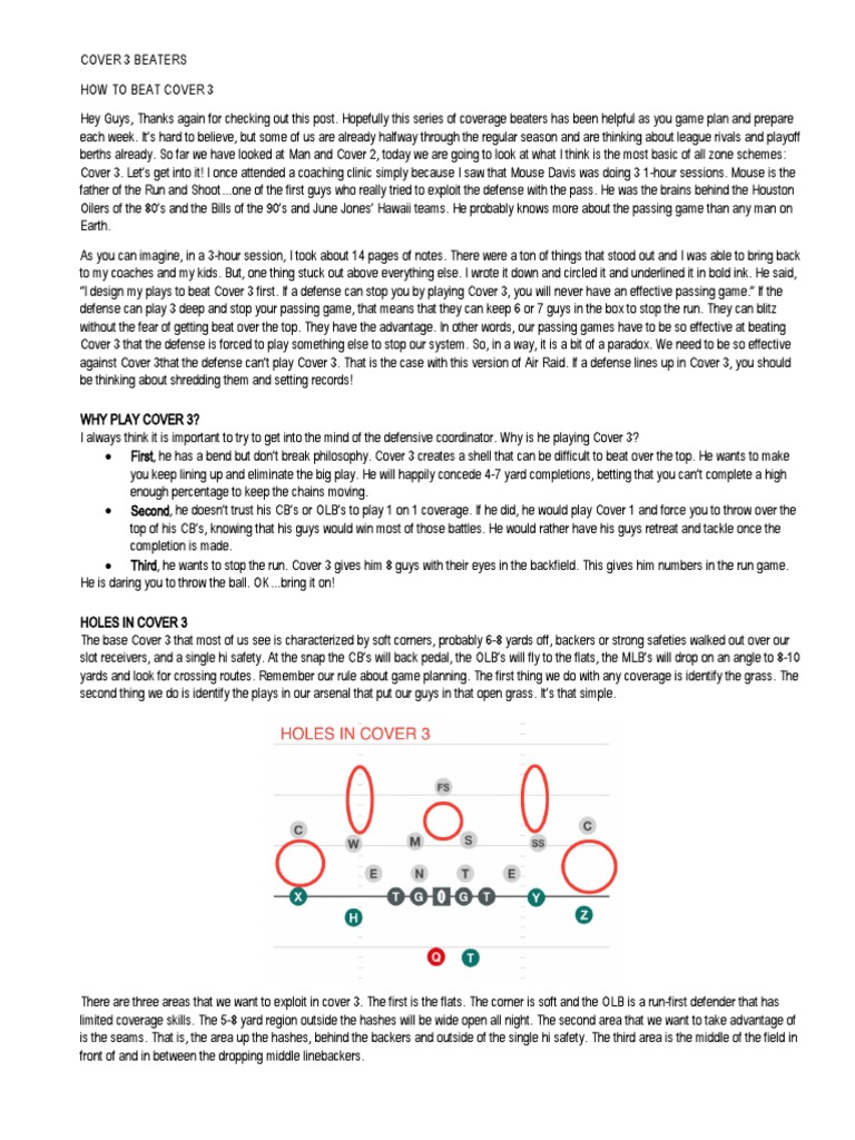 Cover 3 Beaters | PDF | Football Codes | Team Sports