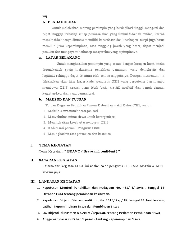 Pemilihan Ketua OSIS MA Az-Zain 2022 | PDF