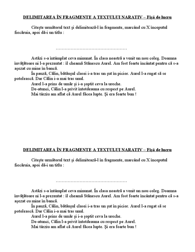 Delimitarea in Fragmente A Unui Text | PDF