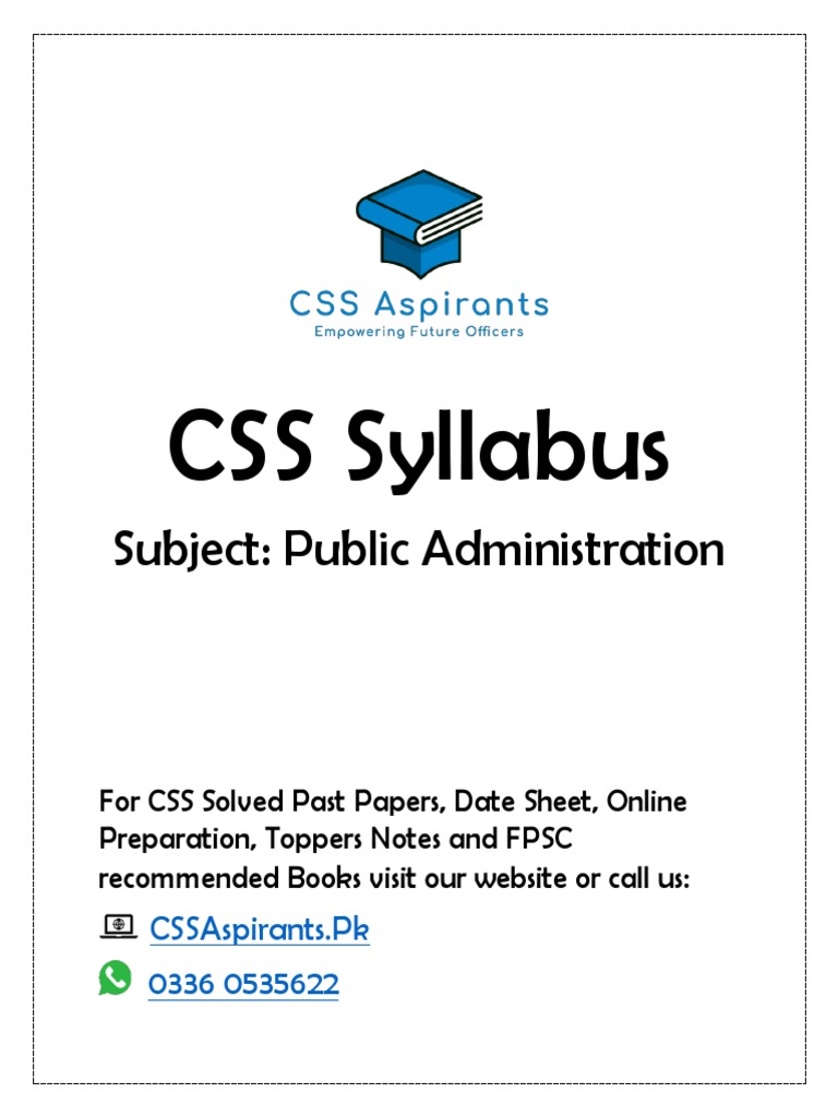 Public Administration CSS Syllabus | Download Free PDF | Public ...