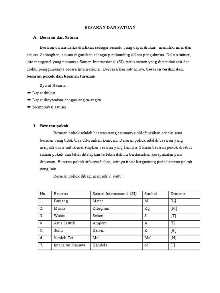 Besaran dan Satuan dalam Fisika | PDF