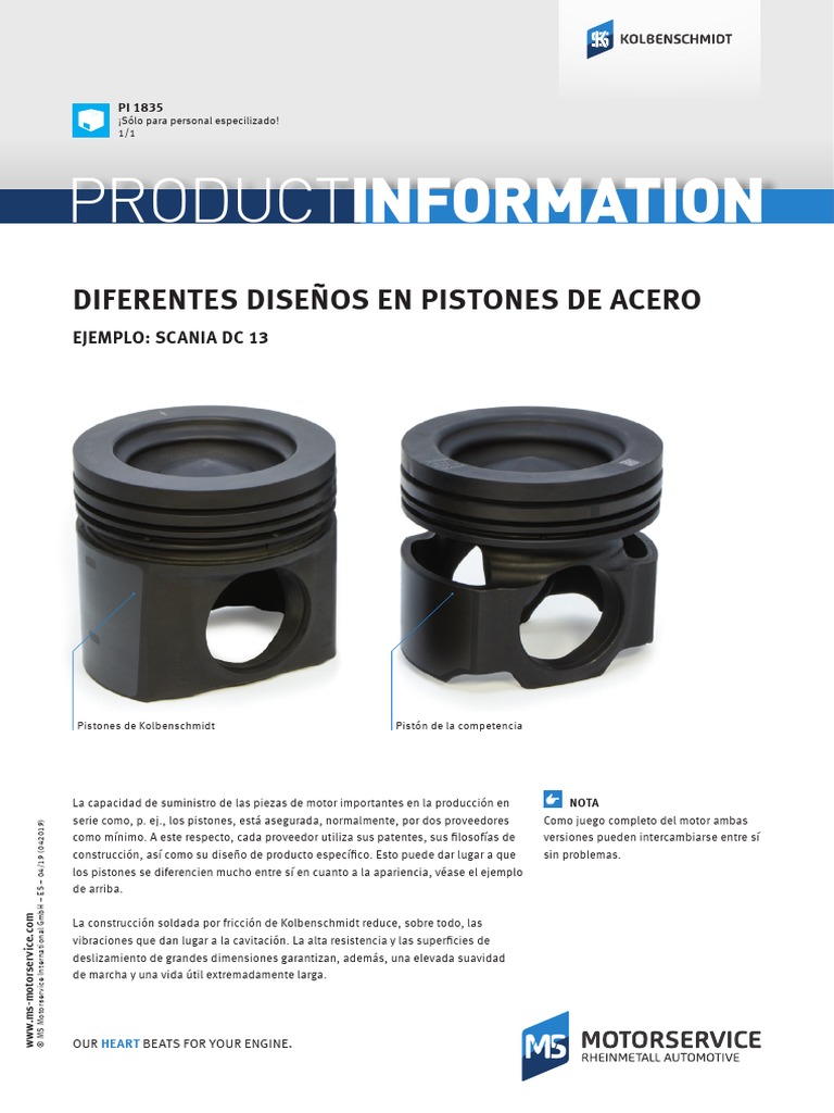 Diferentes Diseños Pistones de Acero. Scania-DC-13 | PDF | Ingeniería ...