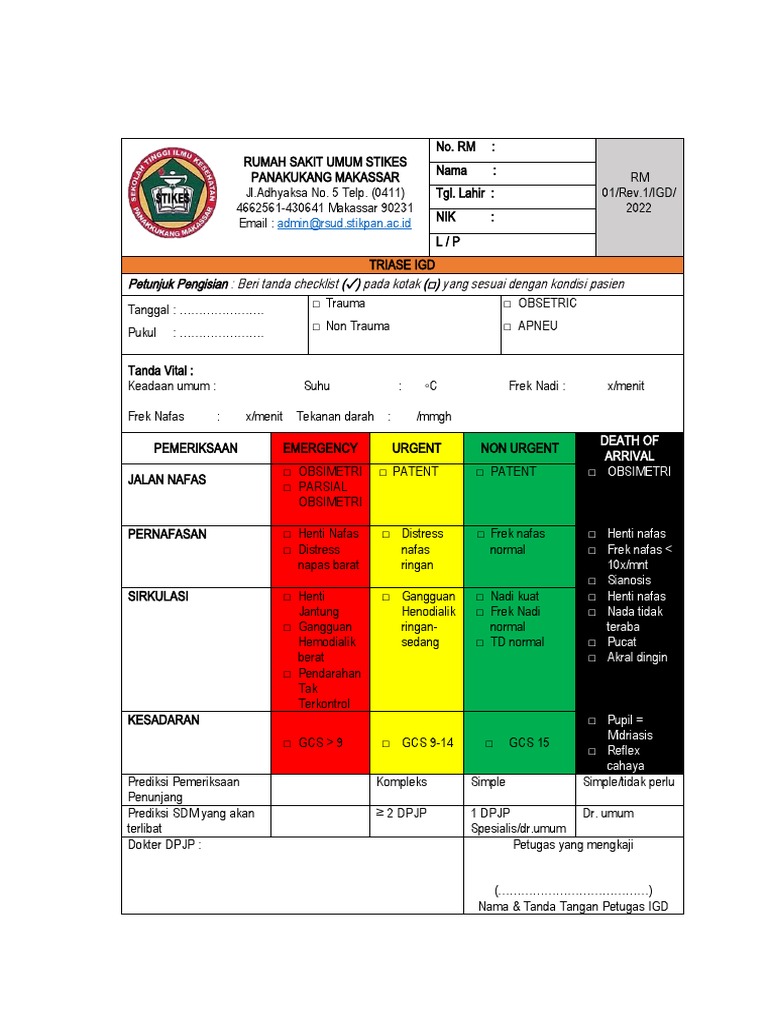 Formulir Triase Igd Fixed | PDF