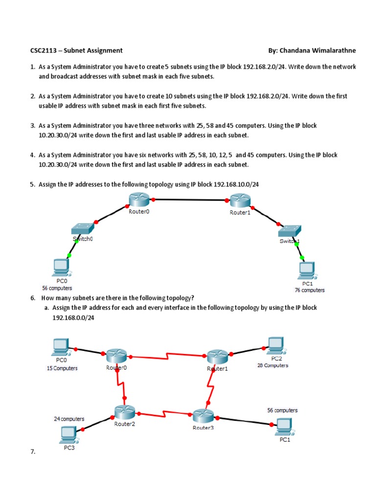 CSC2113 - Subnet Assignment | PDF