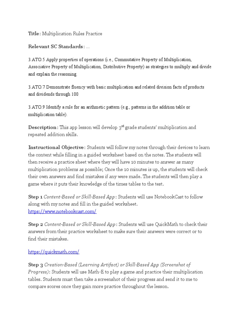 App Lesson Template | PDF