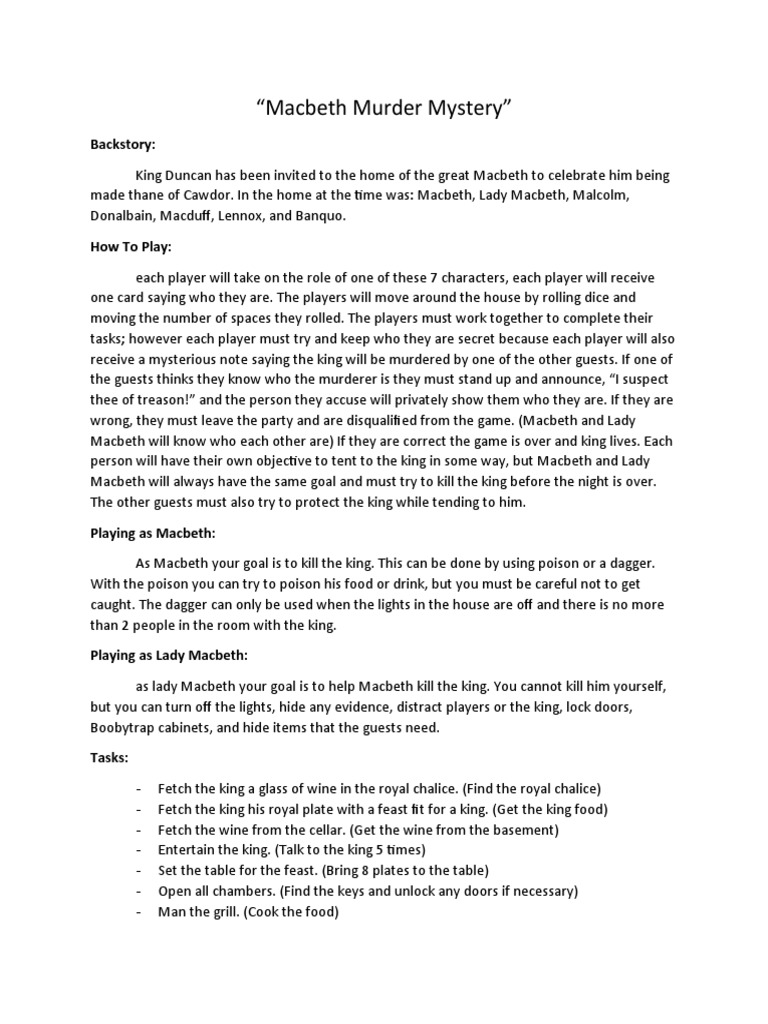 Macbeth Board Game | PDF | Macbeth