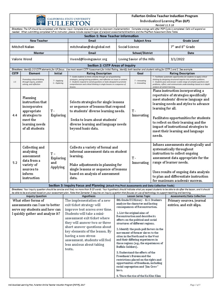 ilp spring induction 2022-2 | PDF | Educational Assessment | Teachers