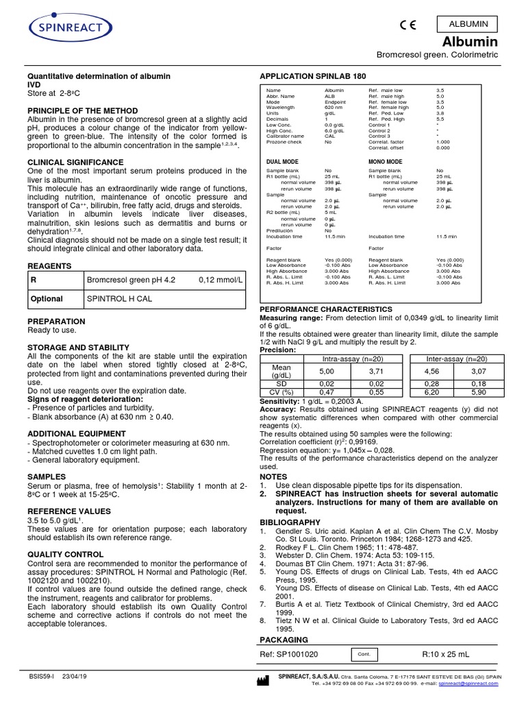 BSIS59 Albumin 2019 | PDF | Reference Range | Chemistry