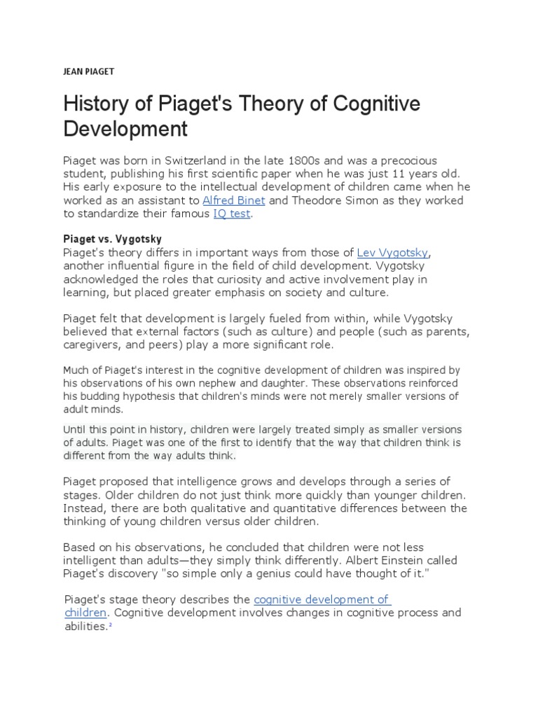 Jean Piaget | PDF | Thought | Cognitive Development