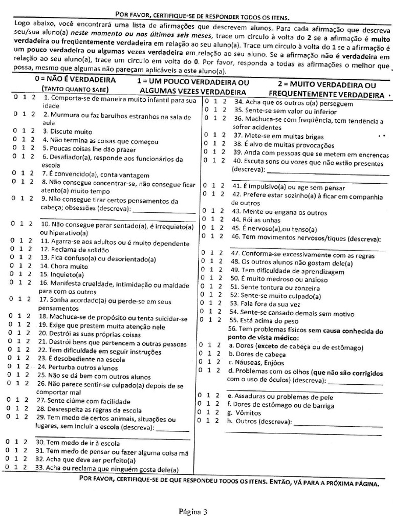 CBCL Prof PG 03 em PDF | PDF