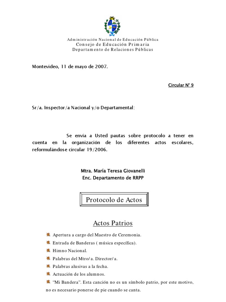 Protocolo para Actos Escolares | PDF